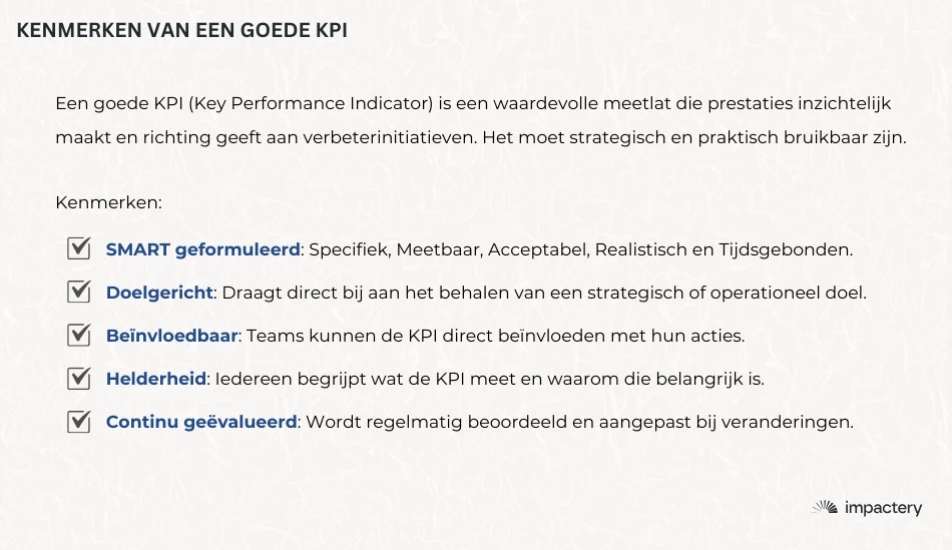 KPI's Opstellen voor Continu Verbeteren en Strategie | Impactery